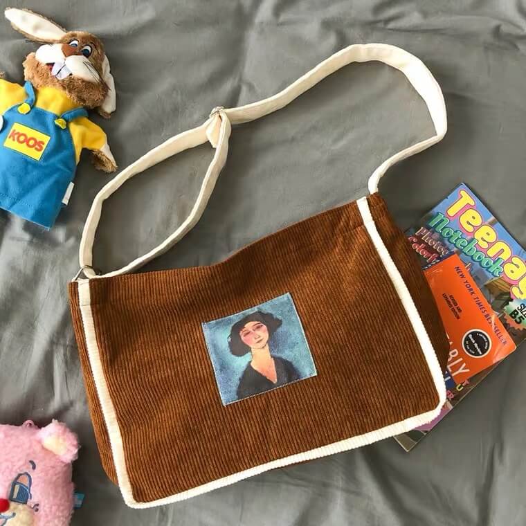 Artsy Corduroy Bag | White Tanuki