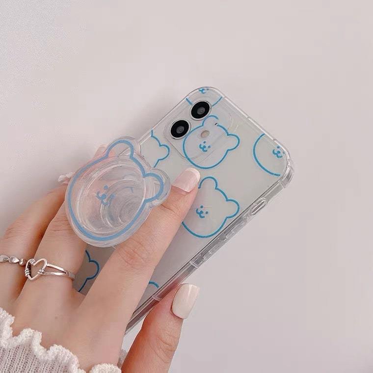 Clear Blue Bears Phone Case | White Tanuki