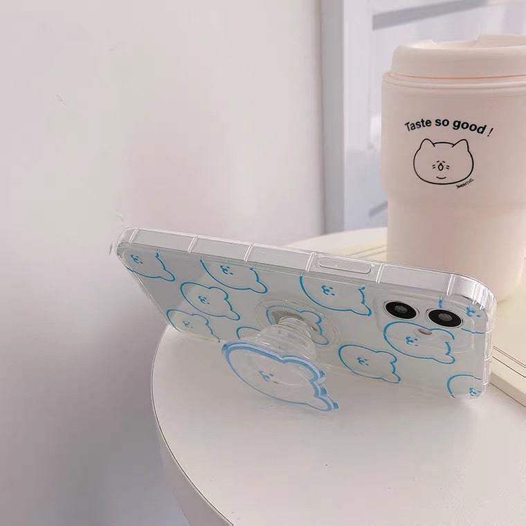 Clear Blue Bears Phone Case | White Tanuki