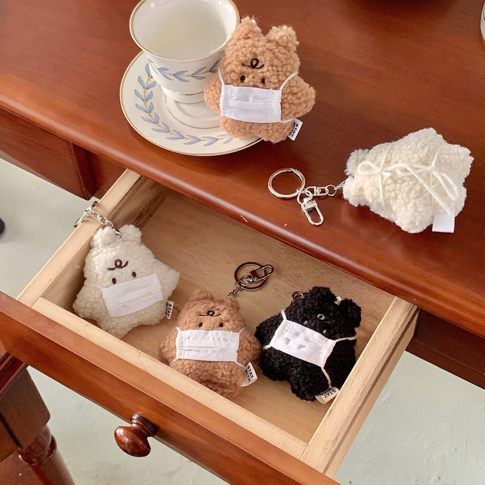Masked Plush Keychain | White Tanuki