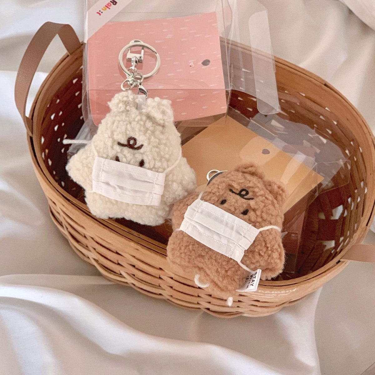 Masked Plush Keychain | White Tanuki