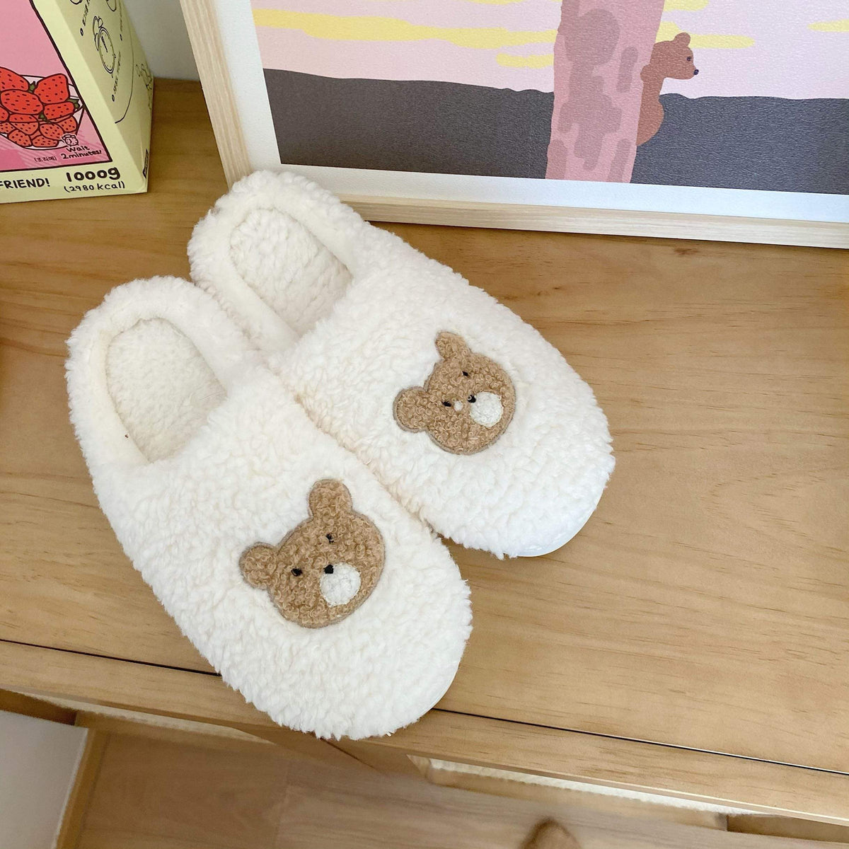 Plush Teddy Slippers | White Tanuki