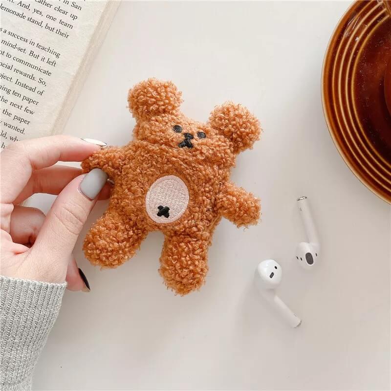 Teddy Bear Airpod Case Cover | White Tanuki